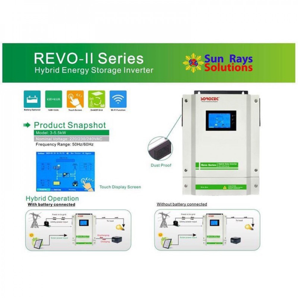 REVO II Series On/Off Grid 5.5kw Solar Hybrid Inverters with 90A MPPT ...